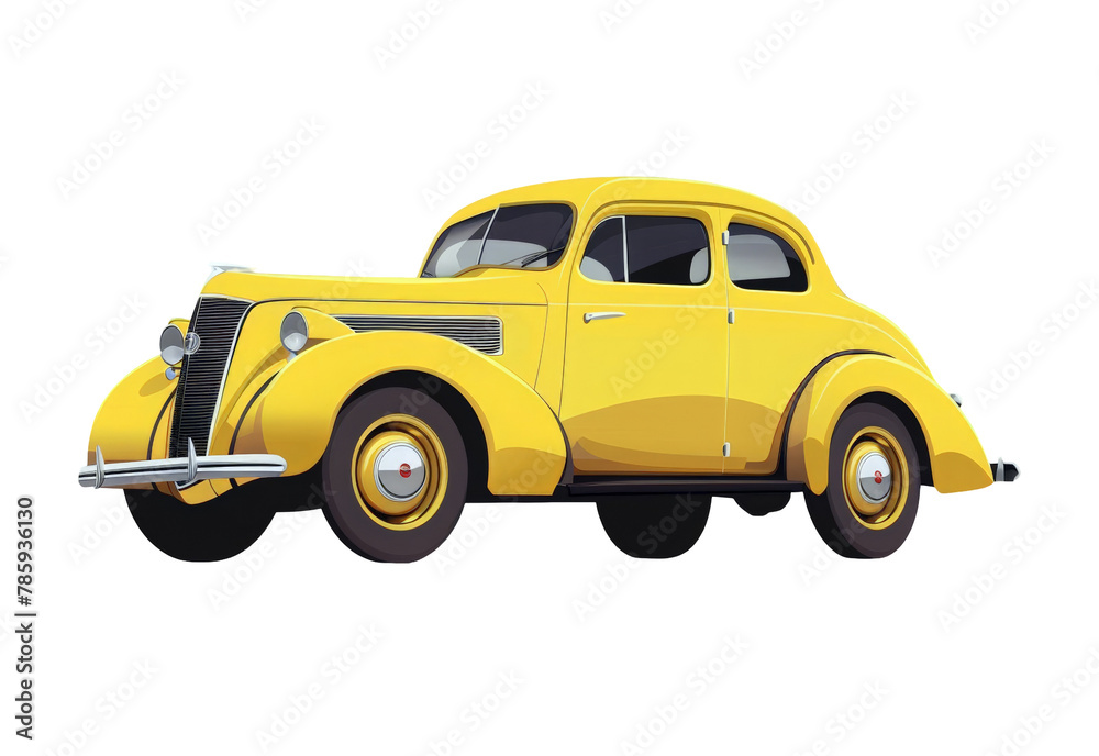 Retro car, side view, isolated on transparent background. Classic ...