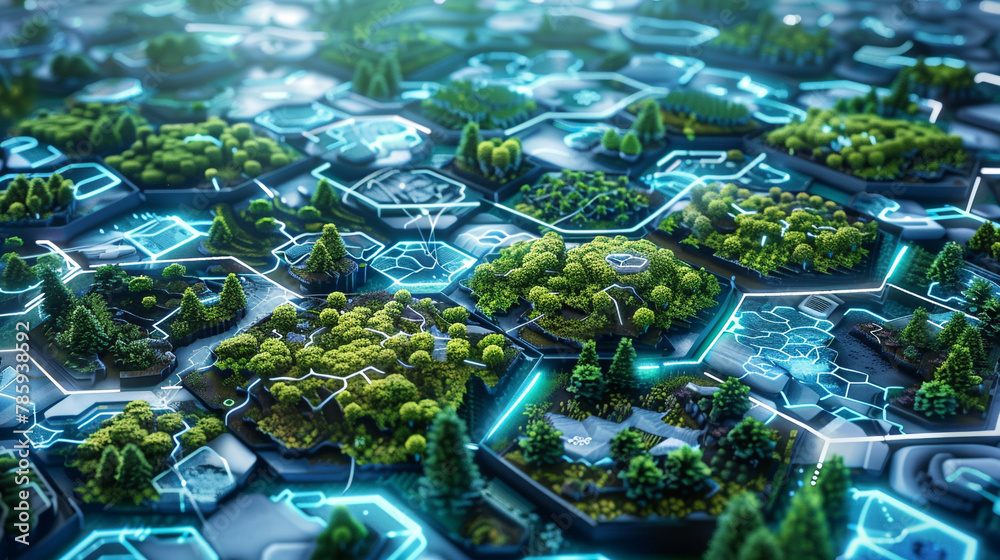 Hexagons frame biomes, revealing nature's mosaic connected by light ...