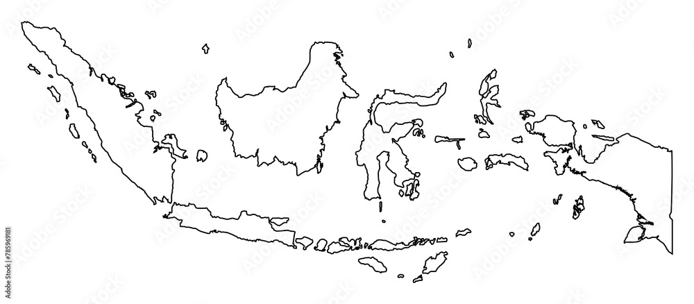 Outline map of indonesia isolated on Transparent background. Stock ...