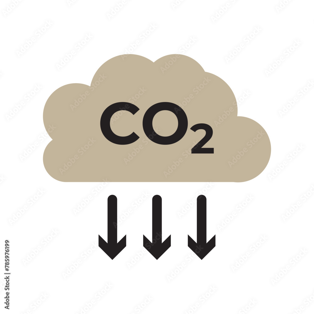 Reduce co2 gas icon set. carbon reduction cloud sign. cut c02 pictogram ...