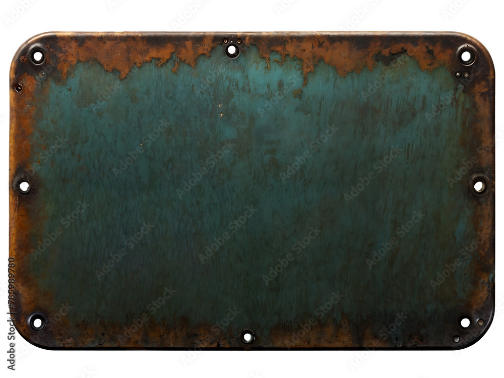 Blank rusted metal plate on a transparent background. PNG image of a ...