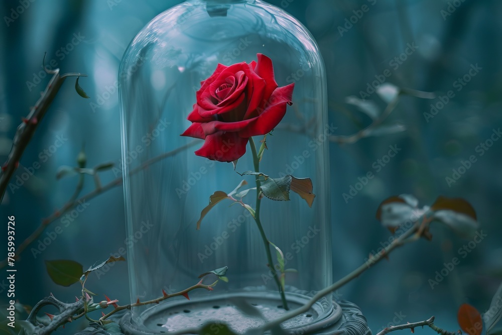 Image of the rose enclosed in a bell jar, symbolizing her imprisonment ...