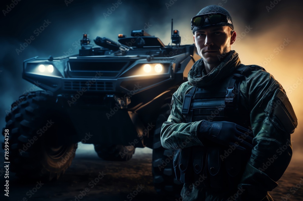 Armored vehicle maneuvering drill in a challenging obstacle course ...