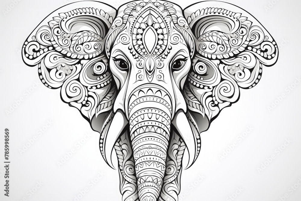 Hand drawn of elephant zentangle style on a white background. Coloring ...