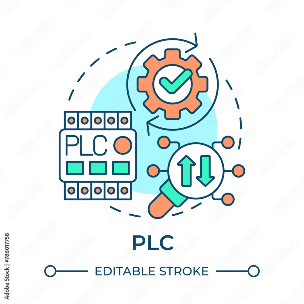 PLC multi color concept icon. Programmable logic controller ...