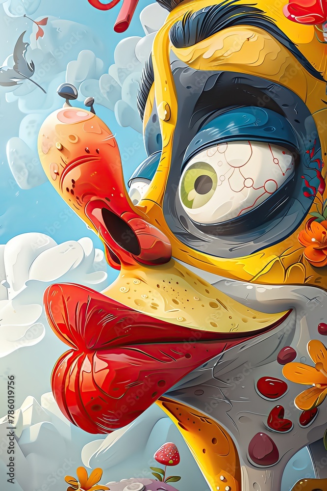 Explore the fusion of nanotechnology and pop art in a side view ...