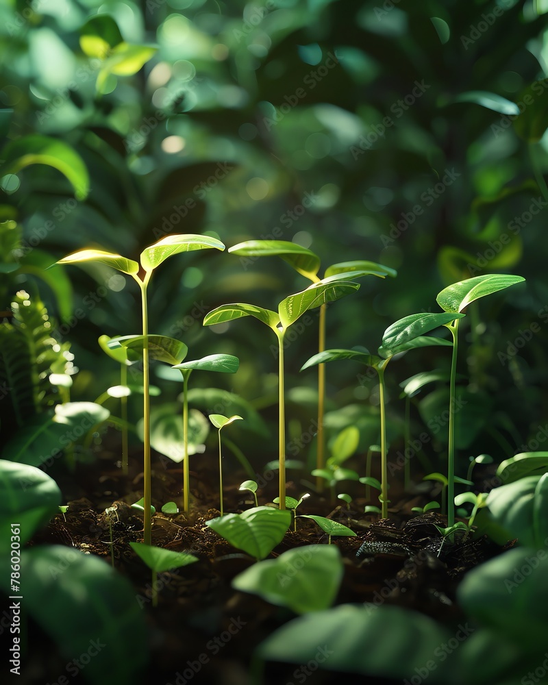 Vegetative growth of the plant depicted as a time-lapse, sprouting and ...