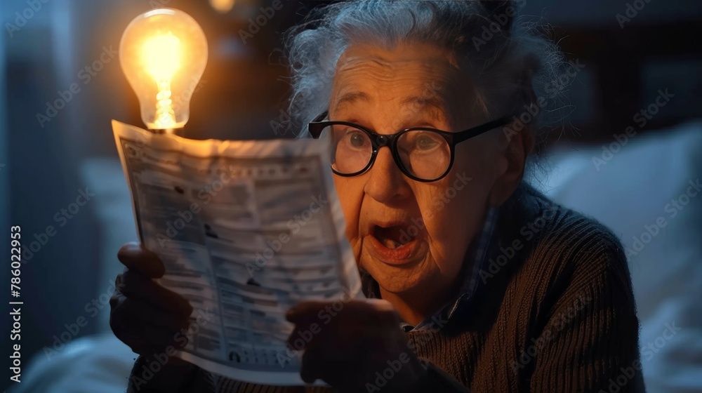 An elderly mature woman senior screams and gets angry because of the ...