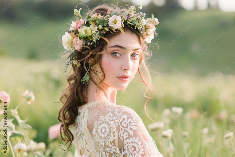 A quirky, boho-themed photo shoot with flowy dresses, flower crowns ...