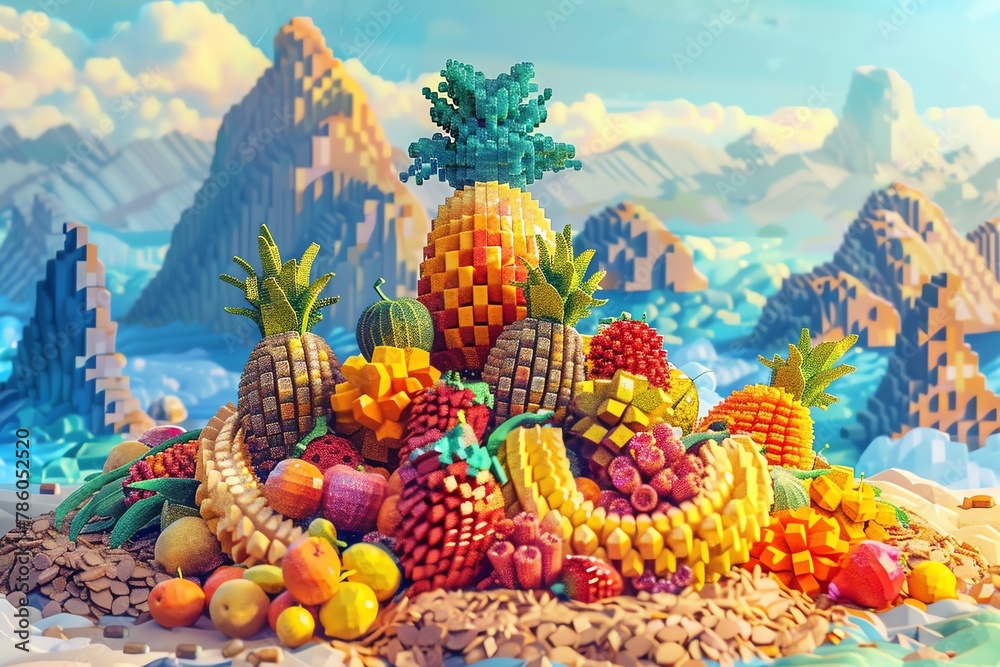 Illustrate the significance of Dietary Fiber using pixel art, with ...