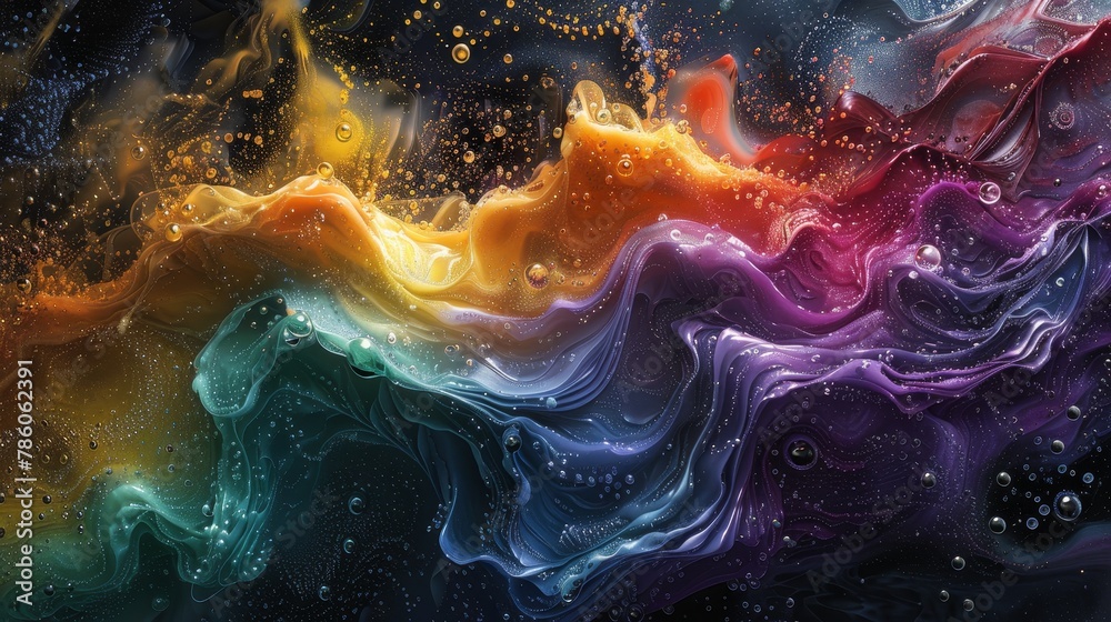 Picture a 3D abstract world where liquid colors flow over unseen forms ...