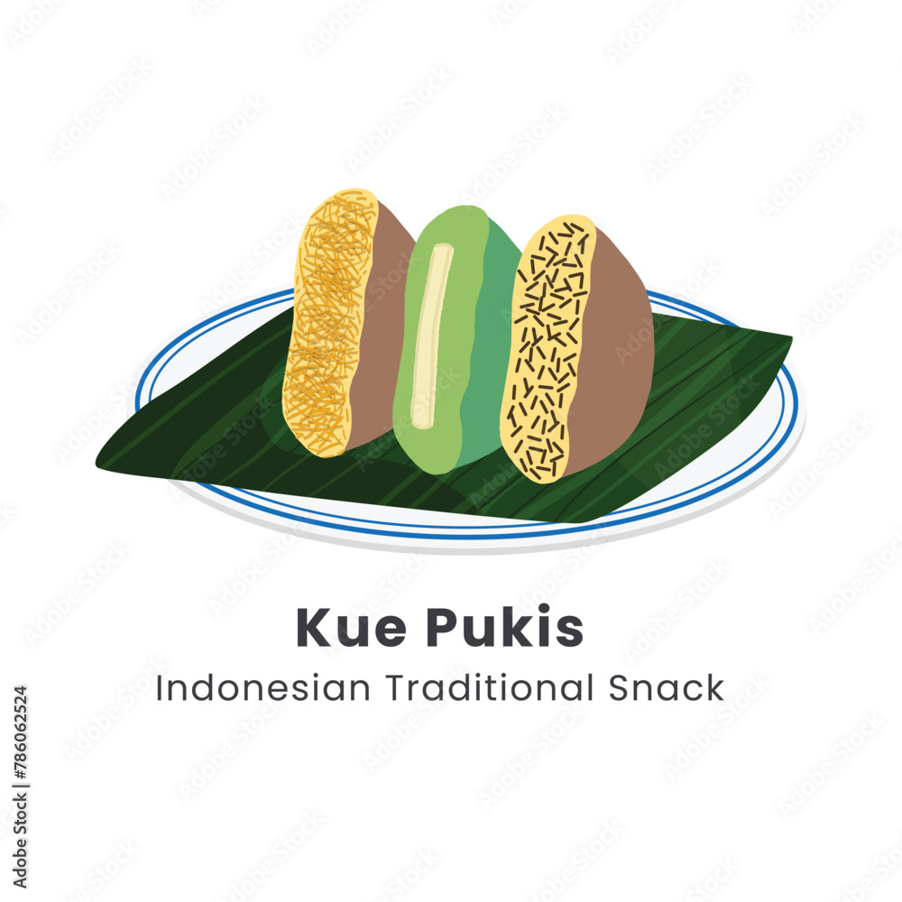 Vector illustration indonesian traditional snack kue pukis with topping ...
