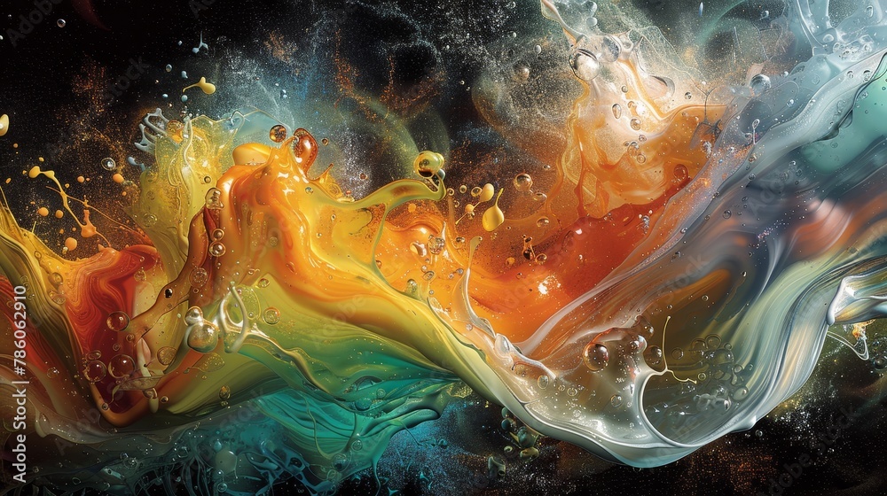 Picture a 3D abstract world where liquid colors flow over unseen forms ...