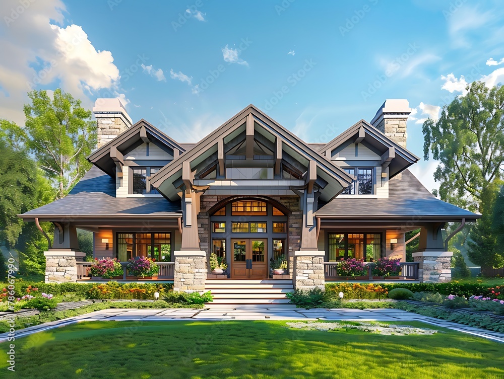 Foto de Ultrarealistic photo of the front view of an elegant craftsman ...