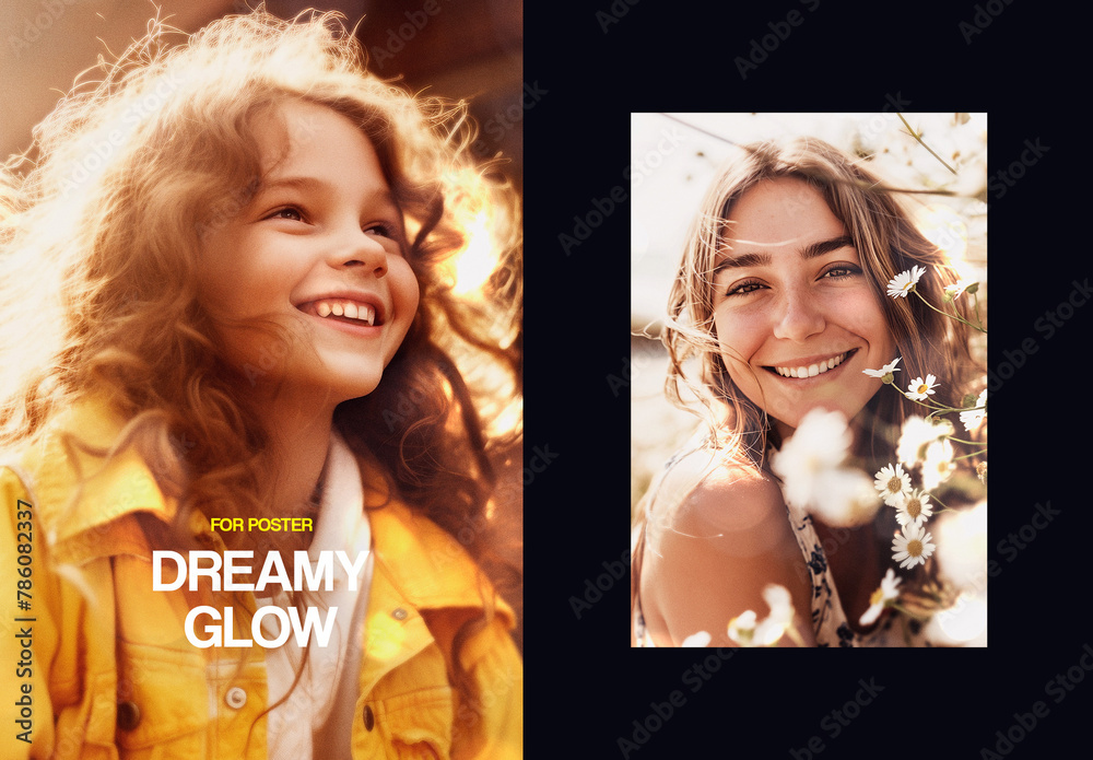 Dreamy Glowing Poster Photo Effect Mockup Stock Template | Adobe Stock