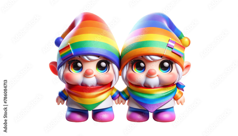 Two gnomes wearing rainbow hats and holding hands, Pride Month and Day ...