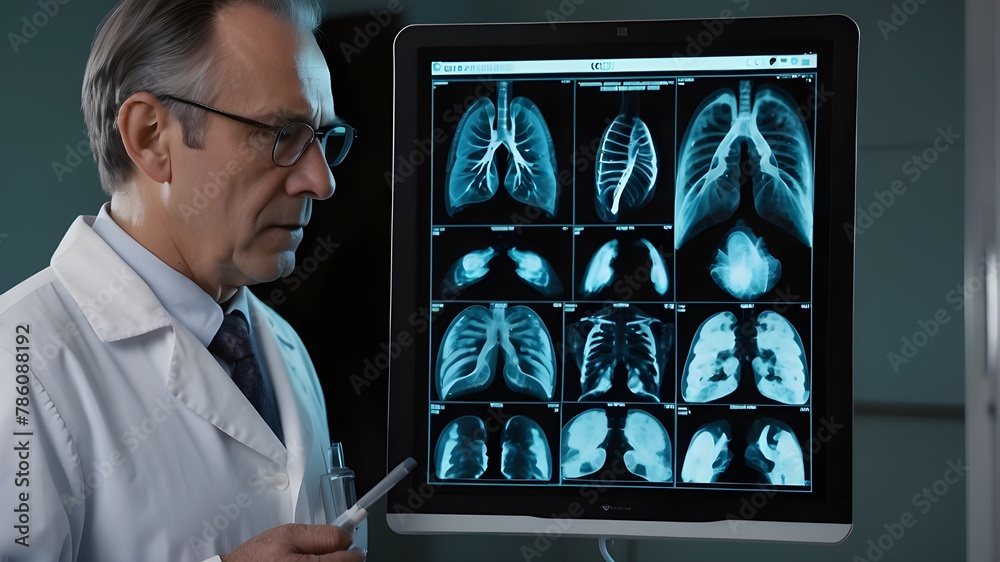 "An image depicting a doctor holding an X-ray scan showing diseases of ...