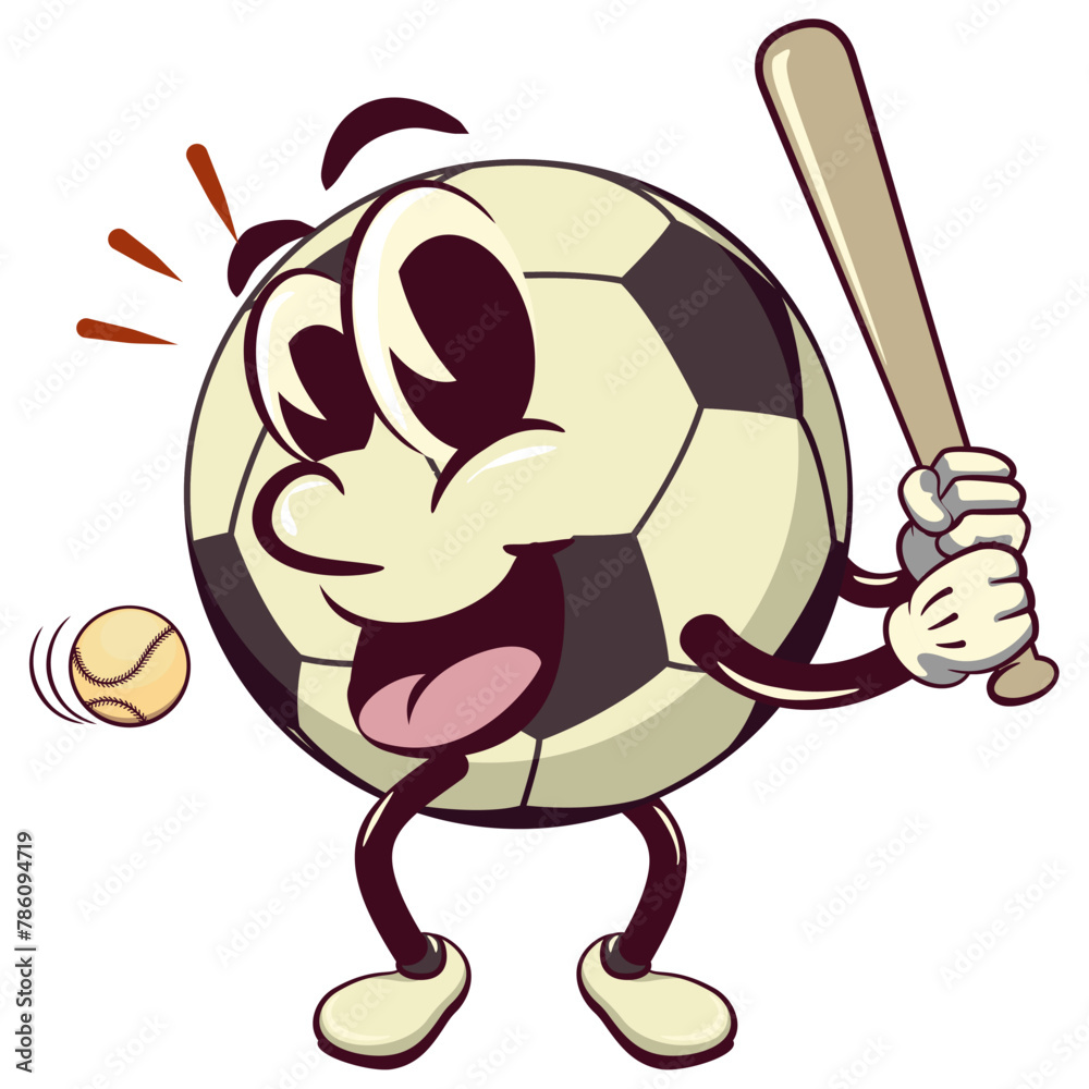 Football Soccer Ball Cartoon Vector Isolated Clip Art Illustration Mascot Ready To Hit With A