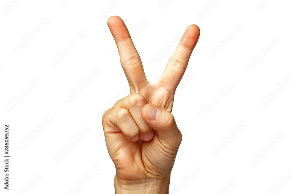 Hand symbol of victory, transparent background Stock Photo | Adobe Stock