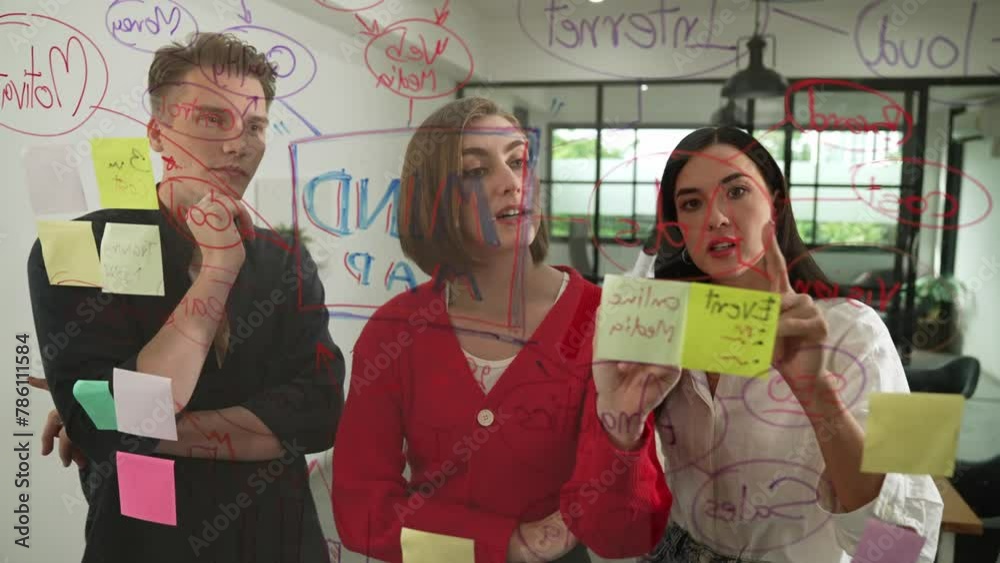 Young creative start up business team brainstorming idea and solving ...