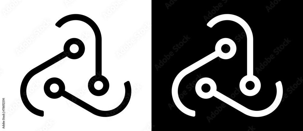 Triangle with rounded corners and circles as an icon or logo. Black ...