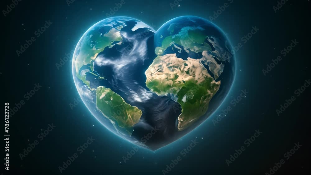 Heart shaped planet earth. Save the world. Eco friendly environmental ...