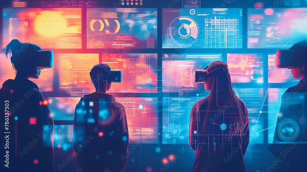 Cartoon illustration VR technology for education concept. generative ai ...