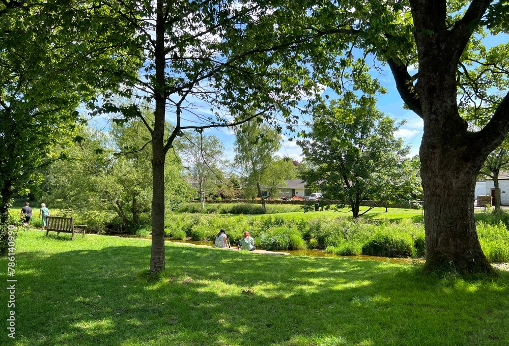 Old trees and a green lawn create a serene atmosphere, as the River ...
