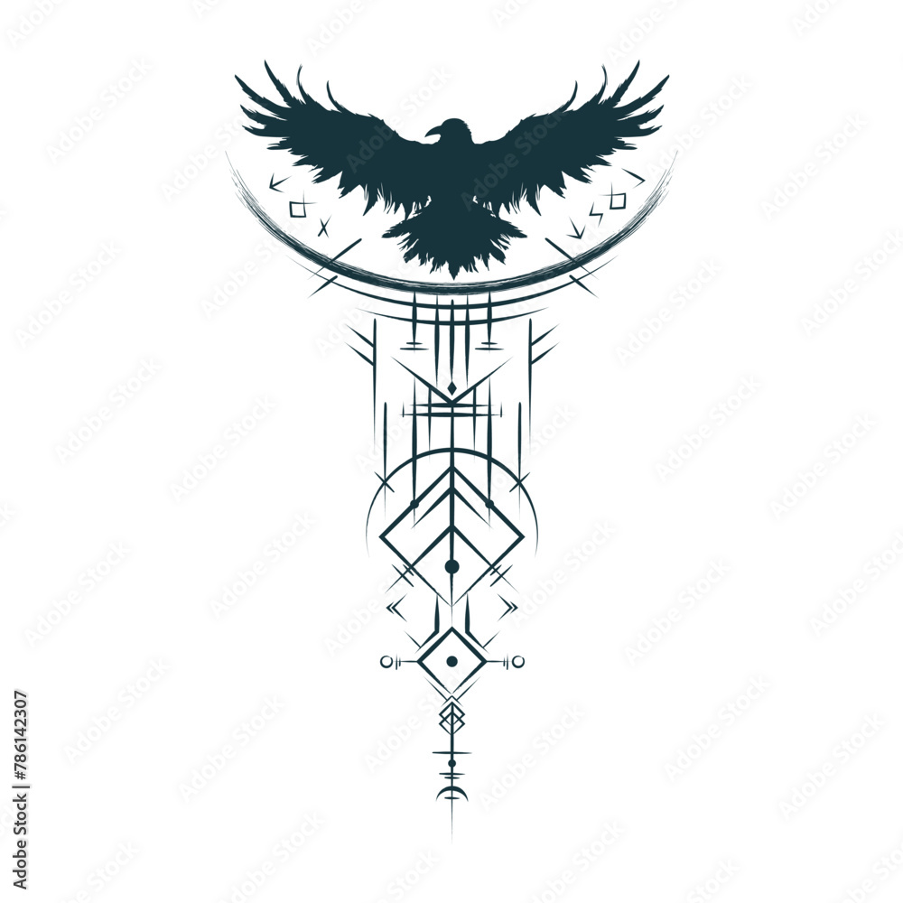 Viking symbols and runes vector illustration for tattoo, print and web ...