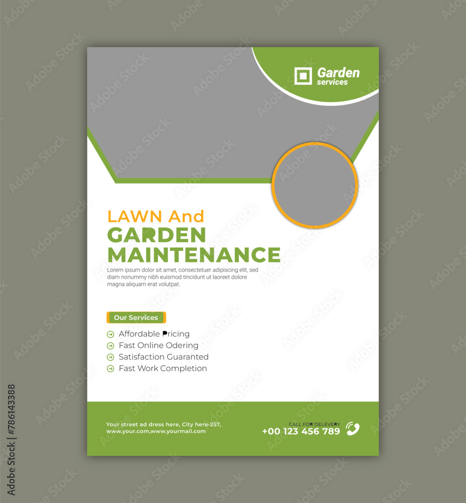 Lawn Mower Garden or Landscaping Service Flyer Template, Business Flyer ...