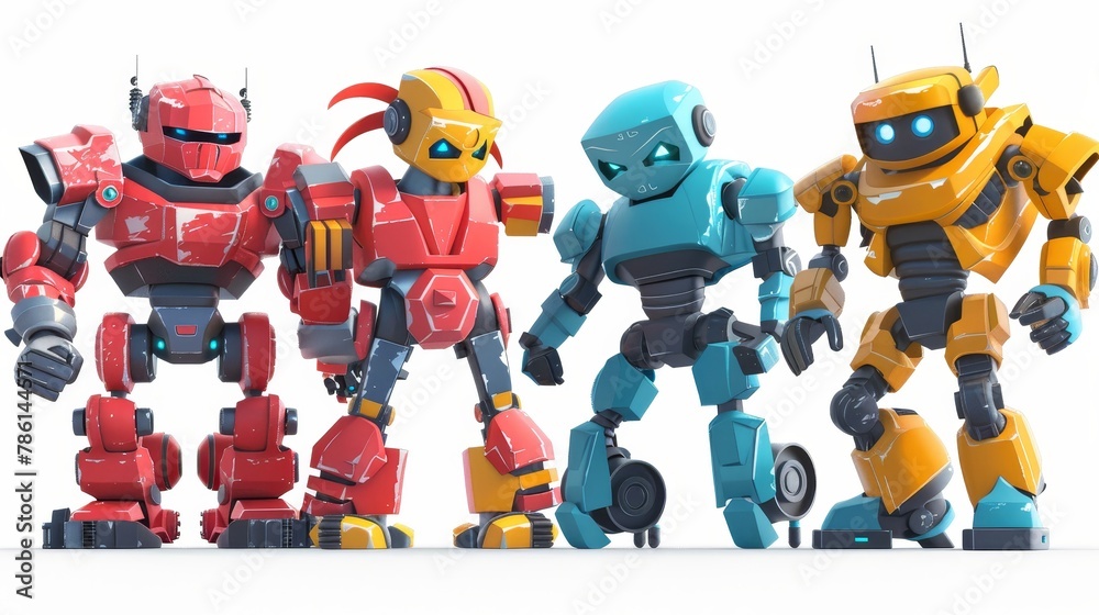 Cartoon modern illustration of robot transformers, robotics and ...