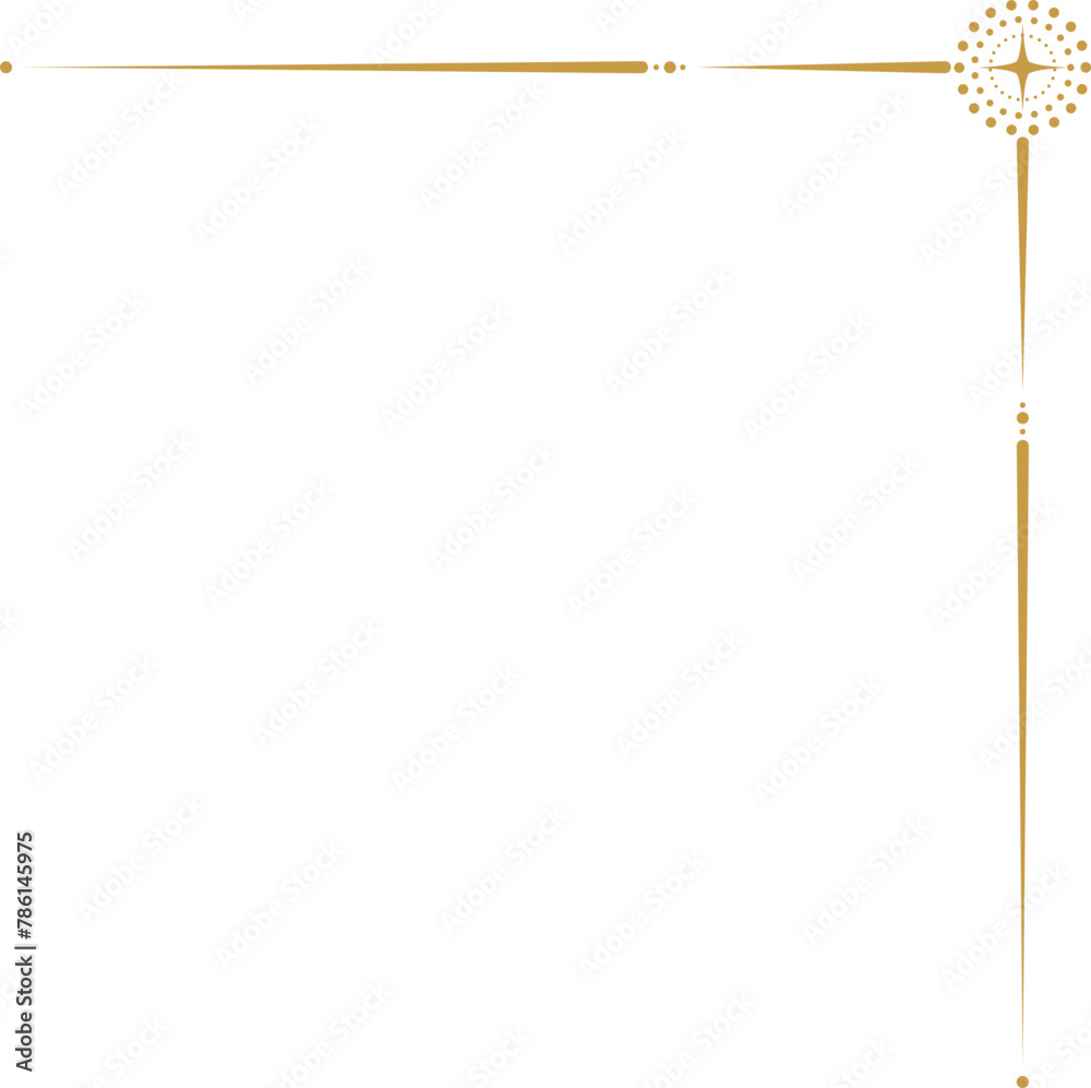 Celestial golden corner with stars, moon phases, crescents and dots ...