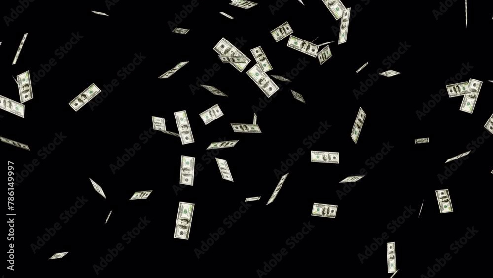 Money drop. Money rain animation on transparent background. Falling ...