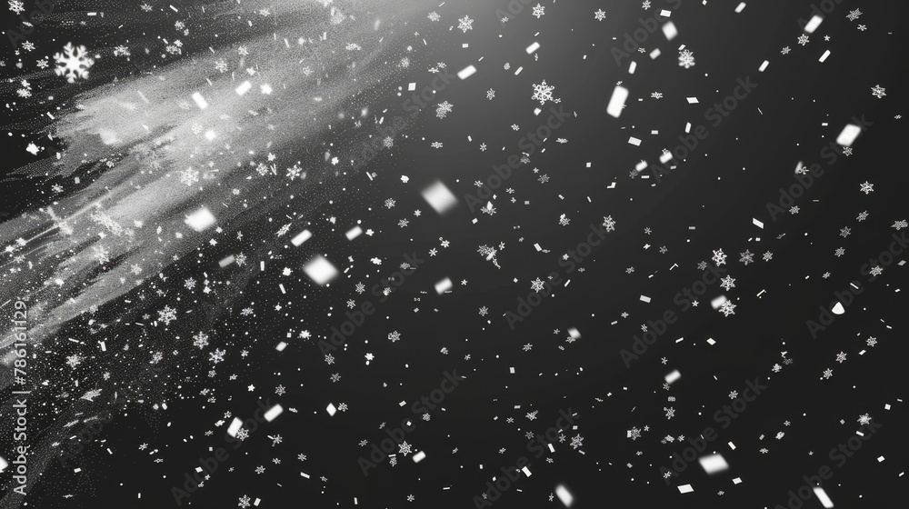 Realistic 3D modern illustration of an ice storm with strong wind and ...