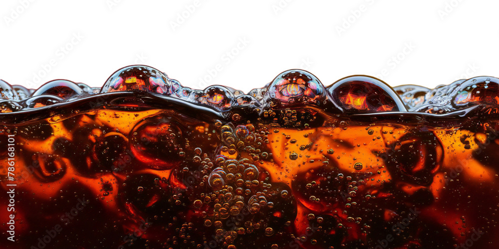 Refreshing cola flavored soda with bubbles isolated on white ...
