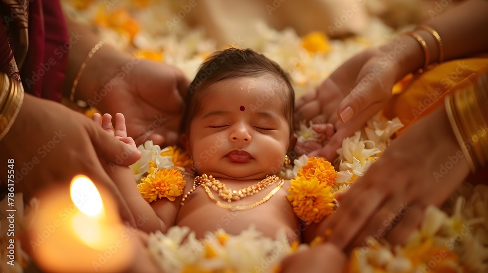 Adorable South Asian Baby Blessed in Sacred Naming Ceremony with Soft ...