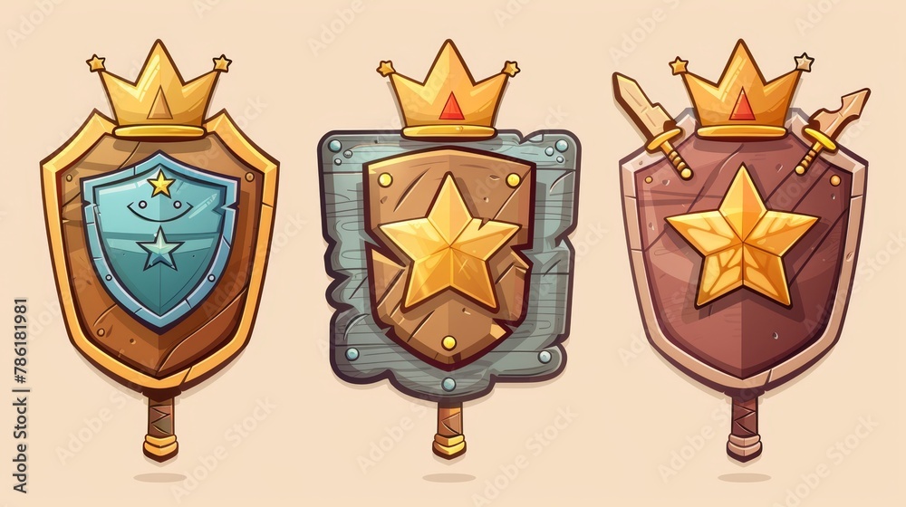 Three levels of completion of a game task or for progressing to the ...