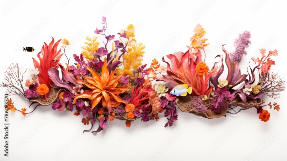 Versatile coral reef border design isolated on white background for ...