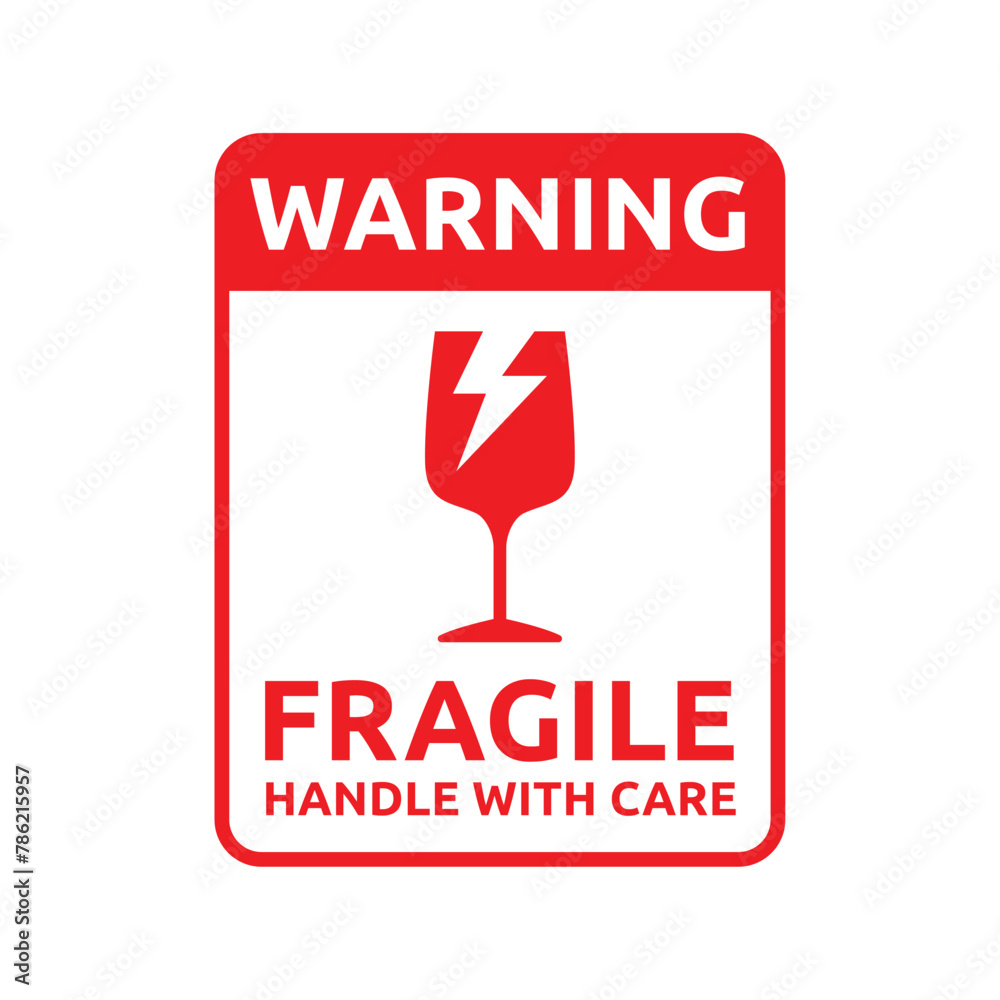sticker fragile handle with care, red fragile warning label vector ...