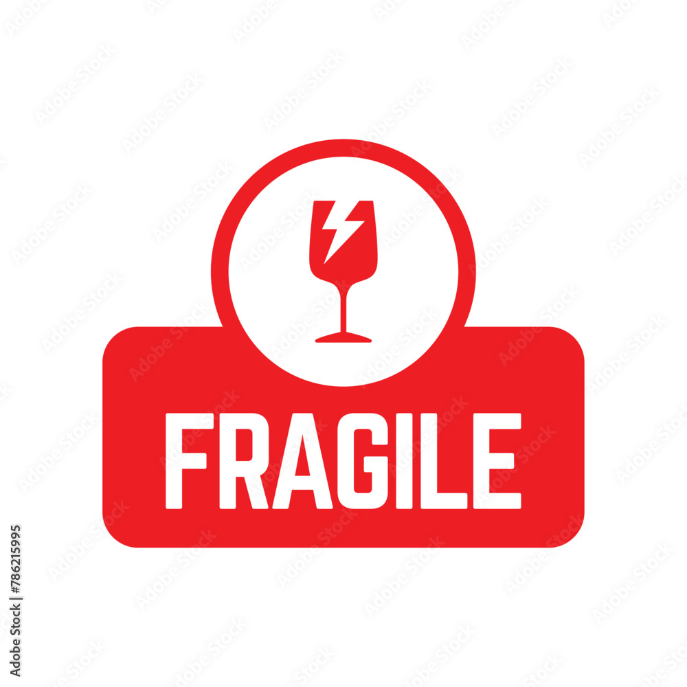 sticker fragile handle with care, red fragile warning label vector ...