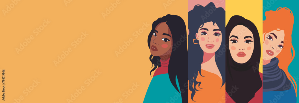 Vector banner modern illustration of women's rights movement. Feminism ...