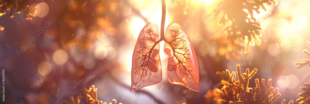 Human Lungs on the nature background abstract illustration. Human lungs ...