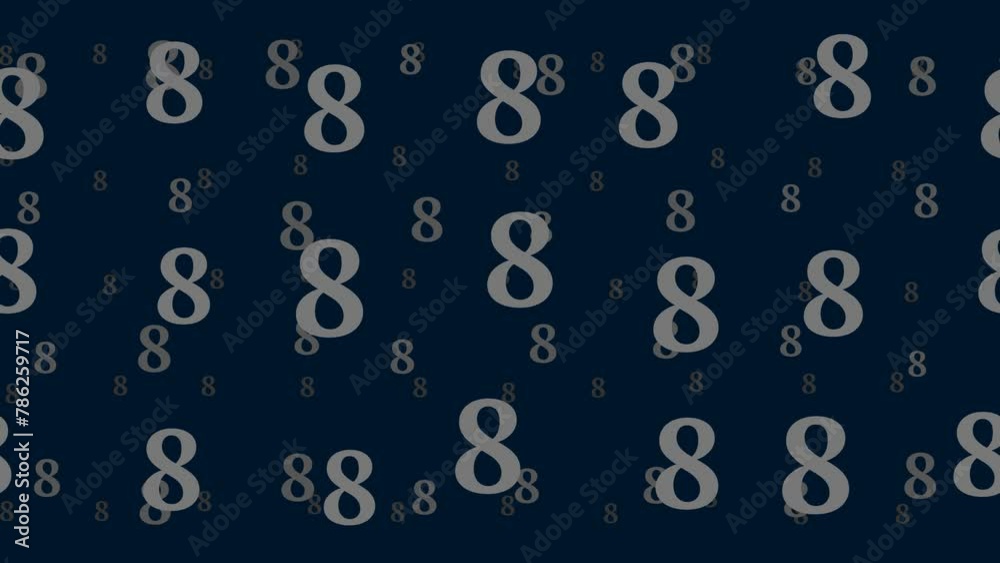 Number eight symbols float horizontally from left to right. Parallax ...