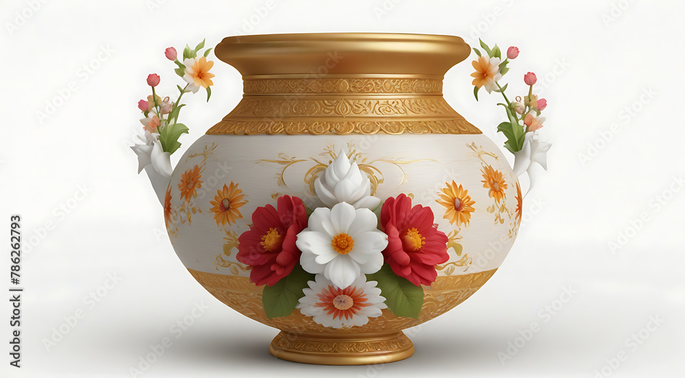 Realistic illustration of an elegant pot in beautiful arrangement of ...