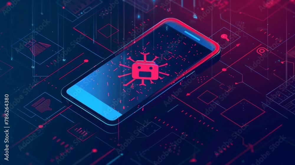 Mobile Fraud Alert, Phone scam, Online Warning. Spam Distribution or ...