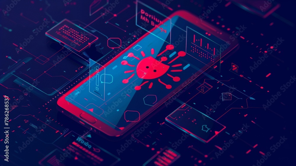 Mobile Fraud Alert, Phone scam, Online Warning. Spam Distribution or ...