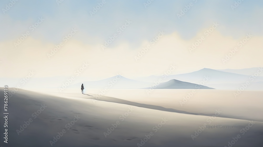 the essence of isolation with a minimalist design featuring a lone ...