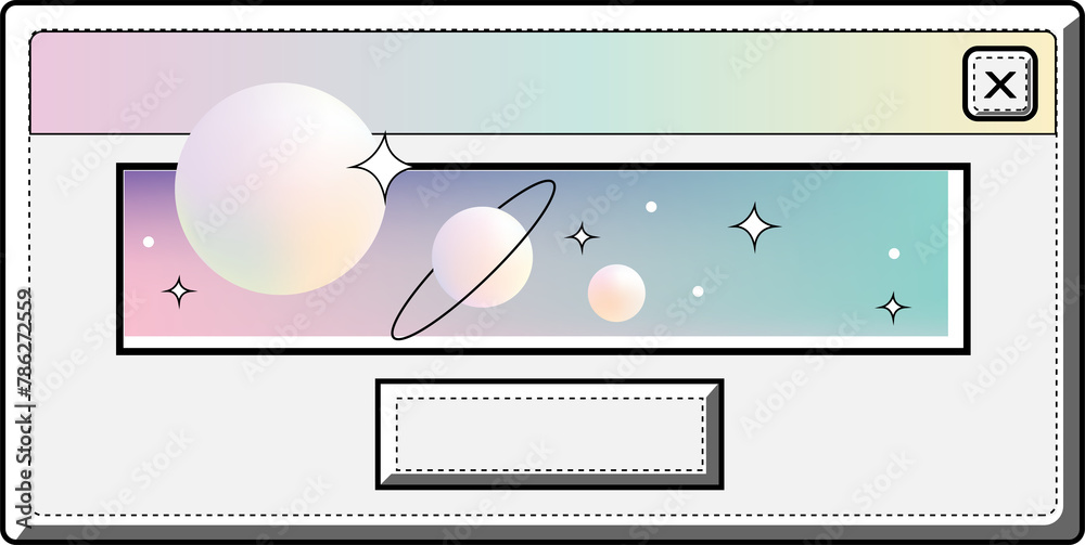 Retrowave Y2K 90s Old Computer Pop Up Screen with Abstract Universe ...