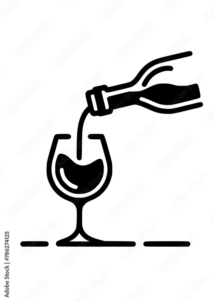 Wine SVG, Wine Glass, Fine Line Wine Print, Wine Glass, Wine Fine Line ...
