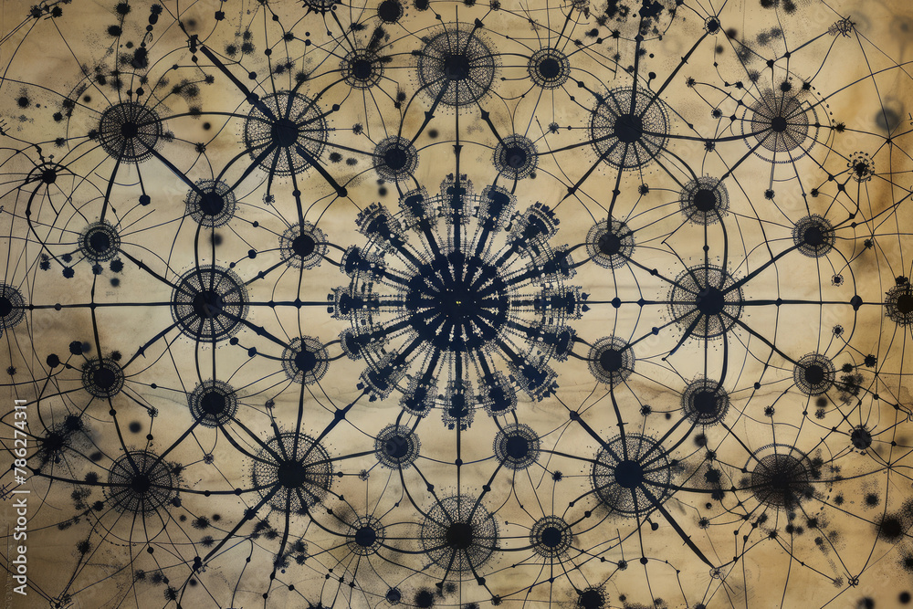 AI generated of complex network mind map showing connections in ...